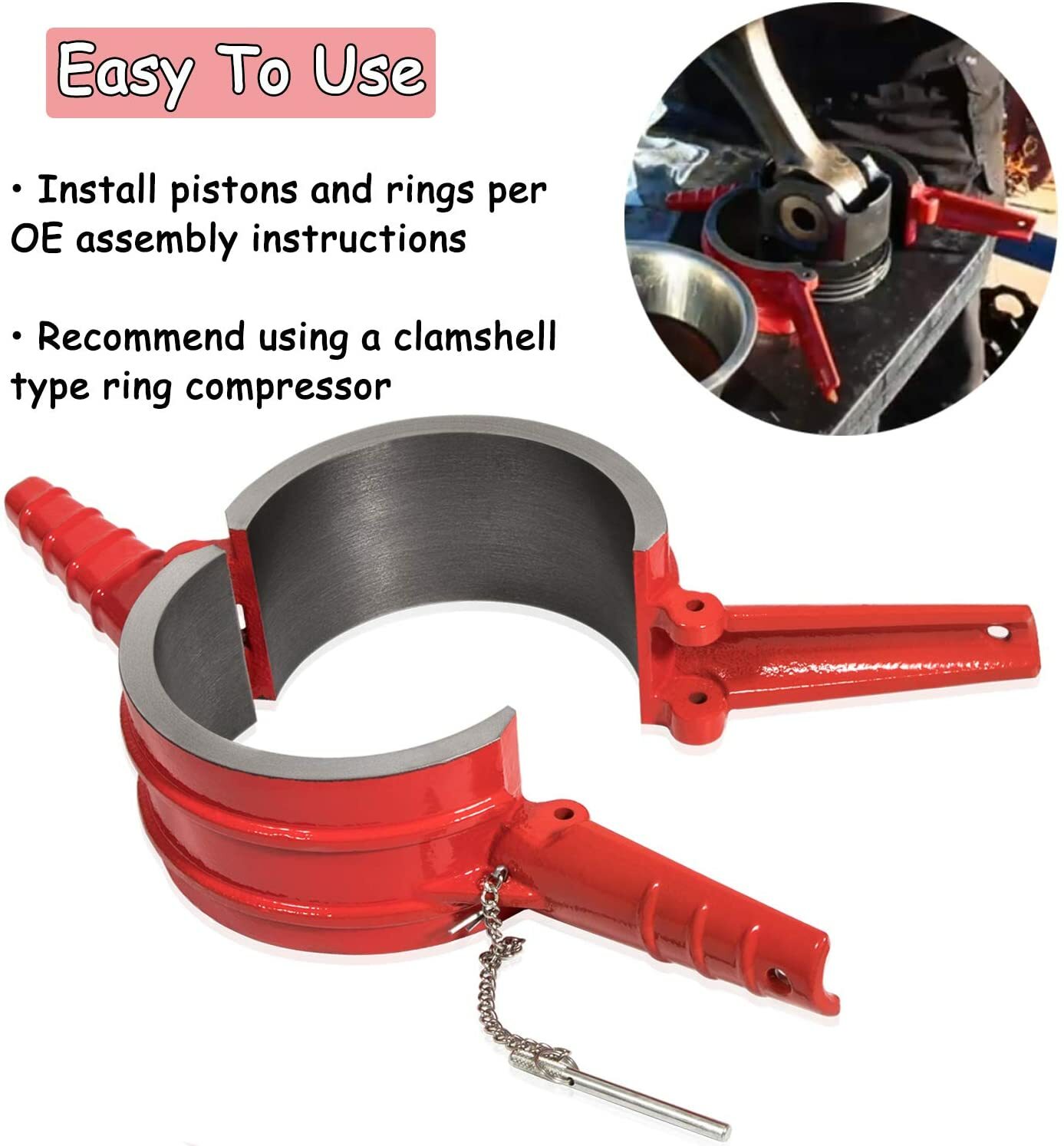 Diesel Piston Ring Compressor 5.4" Bore For Cummins ISX, CAT 3400, C-15 ...