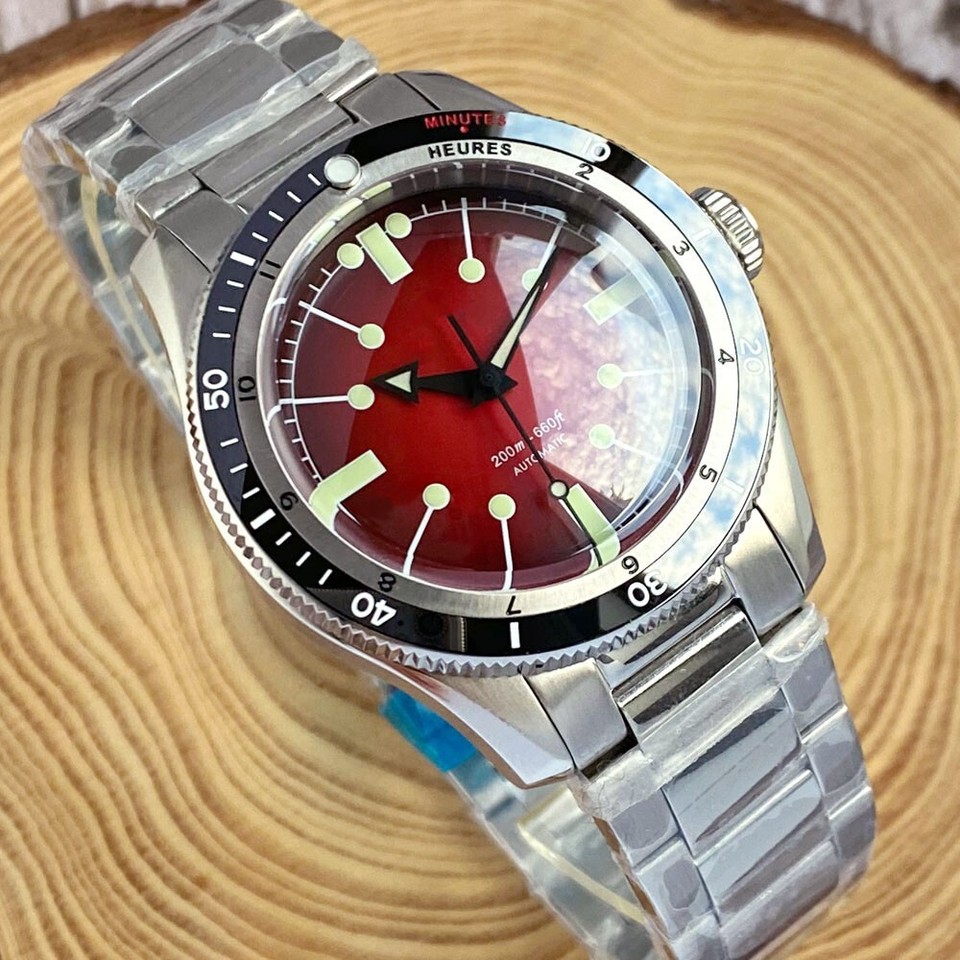 40mm Tandorio Wine red Dial NH35 Automatic Mens Watch Sapphire glass ...