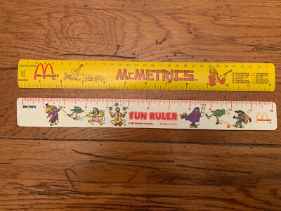 2 Vintage McDonalds Rulers. 1983 Fun Ruler & the McMetrics Aluminum ...