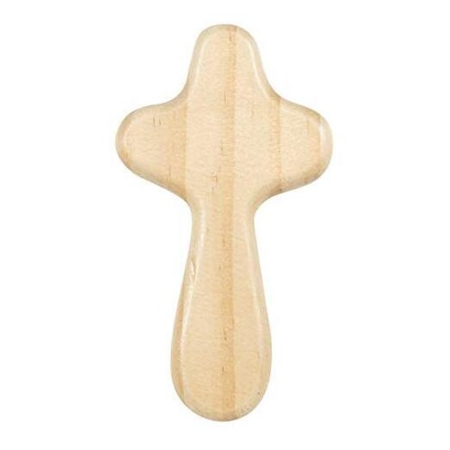 Light Finish Wooden Hand-Held Pocket Prayer Cross for First Light Wood ...
