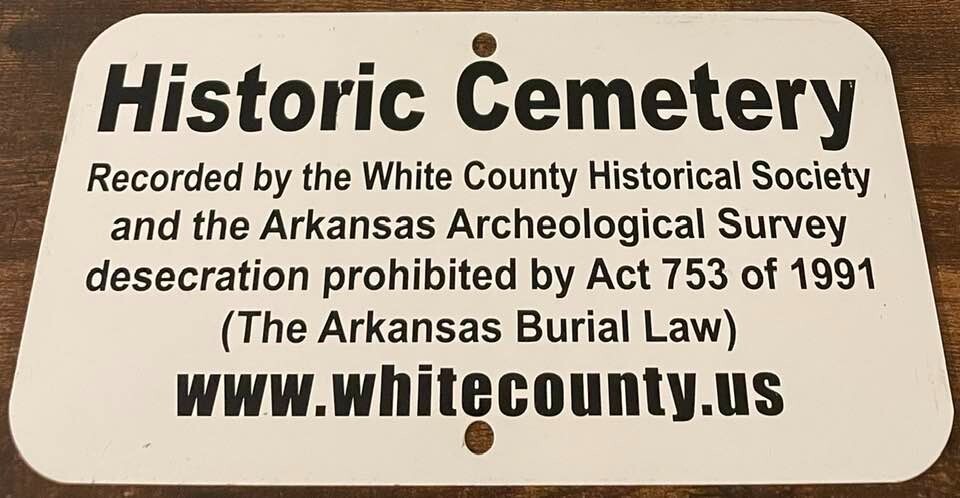 Historical Cemetery Sign License Plate Size Sign White County ...
