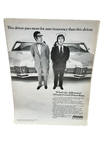 1973 Allstate Insurance Good Driver Rate Original Print Ad 70s | eBay