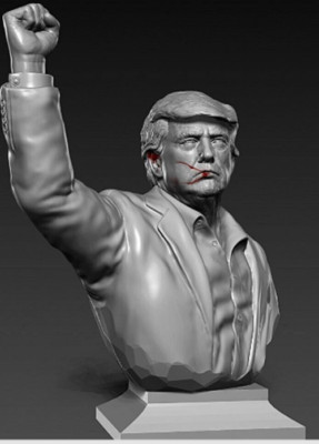 Donald Trump Fist Pump Fight Marble 3D Print Statue PA Shooting DJT ...