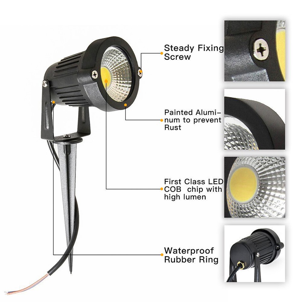 5W LED Landscape Light 6000K Waterproof IP65 Garden Lawn Walkway Spot ...