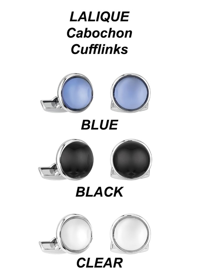 GENUINE LALIQUE Cabochon Cufflinks Clear Crystal Palladium | eBay