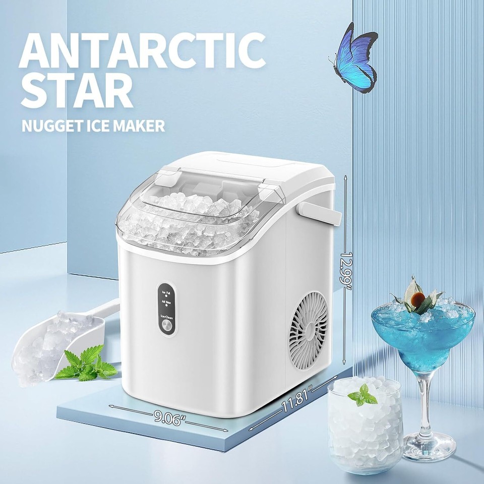 34Lbs/24H Nugget Countertop Ice Maker with Soft Chewable Ice with Self ...