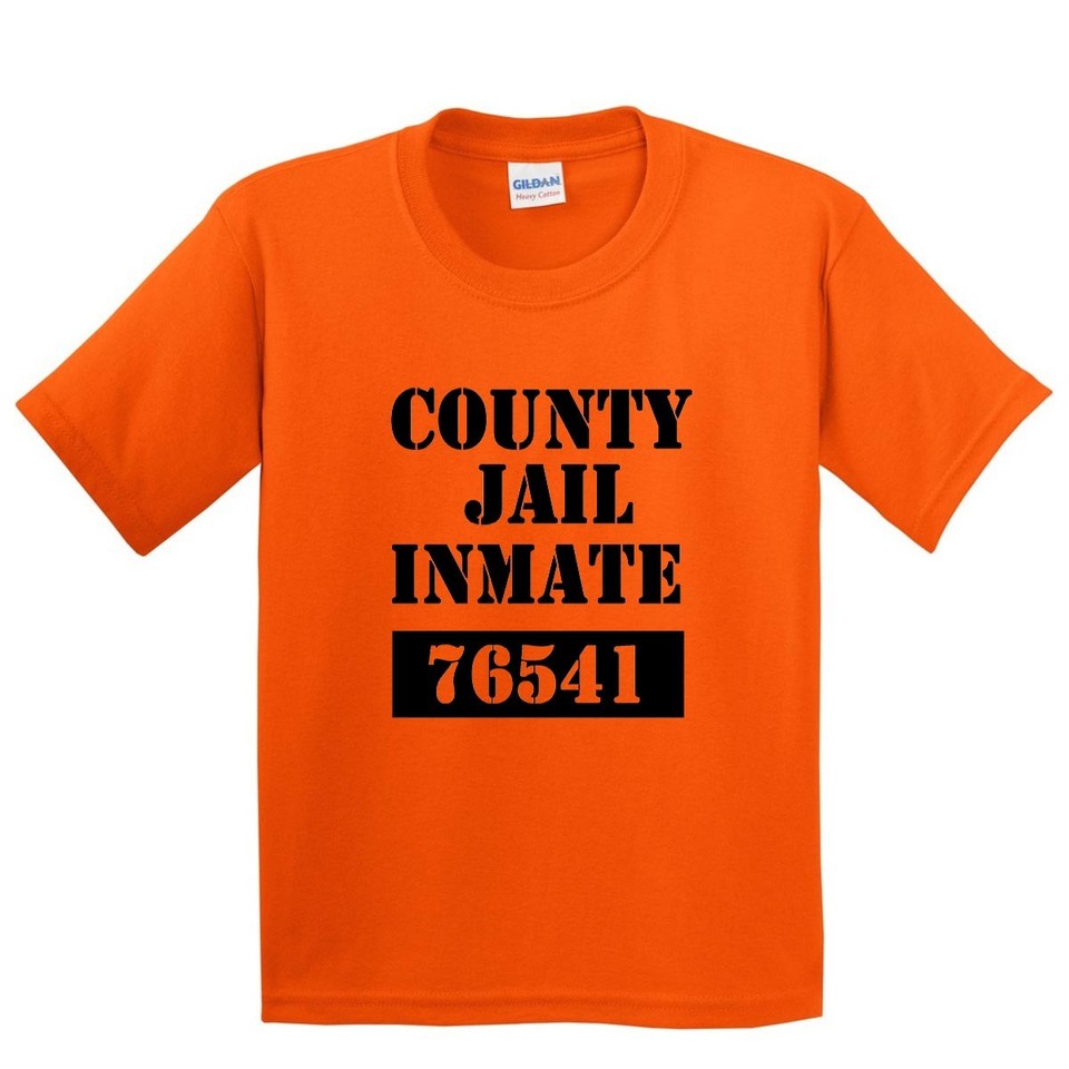 NEW YOUTH KIDS COUNTY JAIL INMATE PRISON T-SHIRT FUNNY HALLOWEEN ...