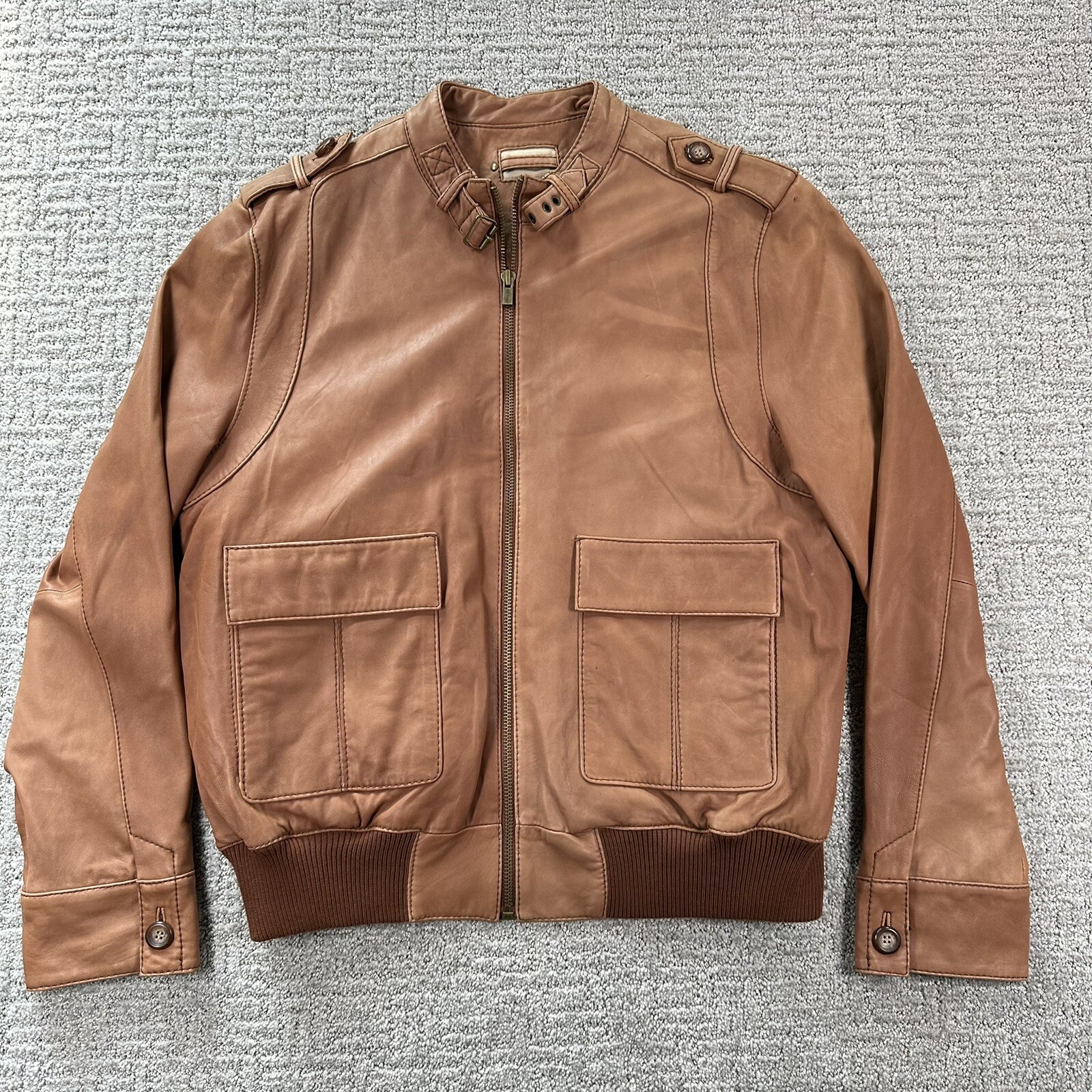 Wilsons Leather Jacket Large Brown Bomber Jacket Long… - Gem