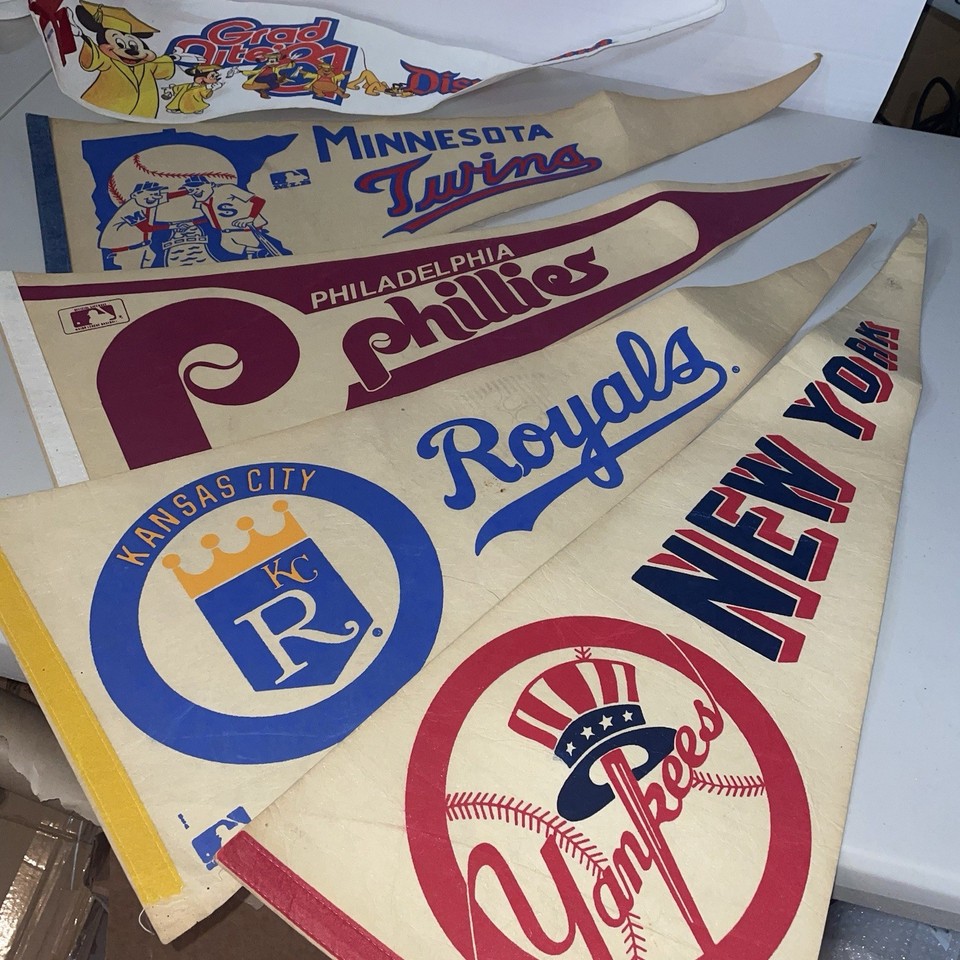Lot of 9 Vintage College And MLB Pennants Sports Flags Disney | eBay