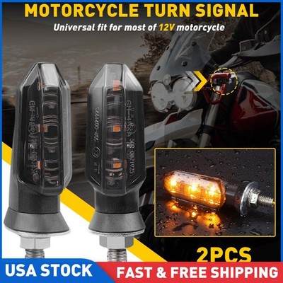 2X Mini Motorcycle LED Turn Signals Blinker Light Indicator Amber Lamp ...