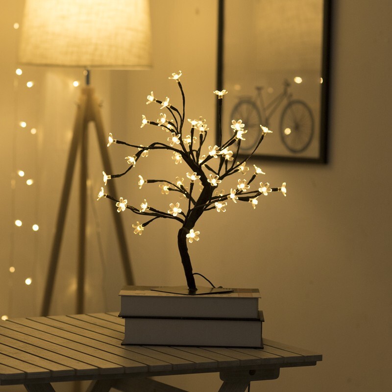 Cherry Blossom Night Light Tree Light USB Powered Artificial Flower ...