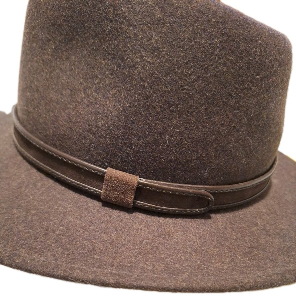 Stefeno Crushable Wool Fedora Hat 59 L 7 3/8 Brown Water Repellent Made ...