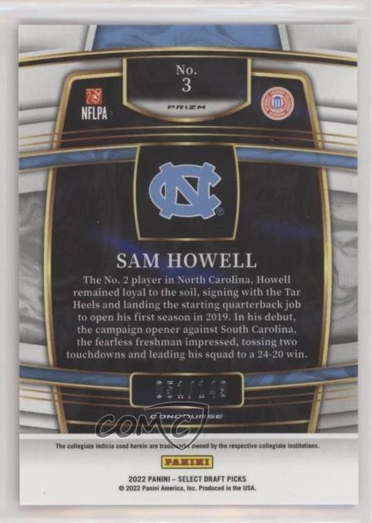 2022 Panini Select Draft Picks Concourse Red Prizm /149 Sam Howell #3 ...