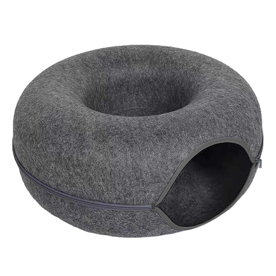 Felt Donut Cat Bed House 2-in-1 Tunnel Hide Toy | eBay