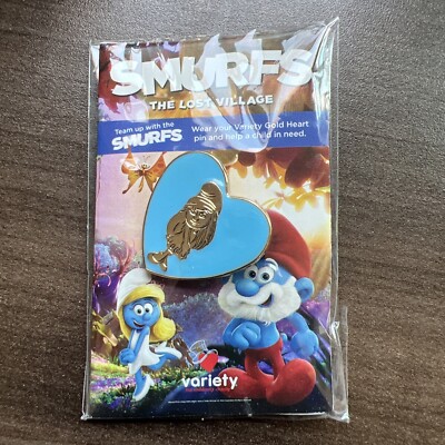 2016 Smurfs pin heart shape Smurfette blue gold tone | eBay