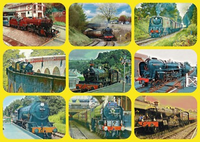 Steam Train Art Greeting Card A5 Blank Trains Birthday Get Well Hobby ...
