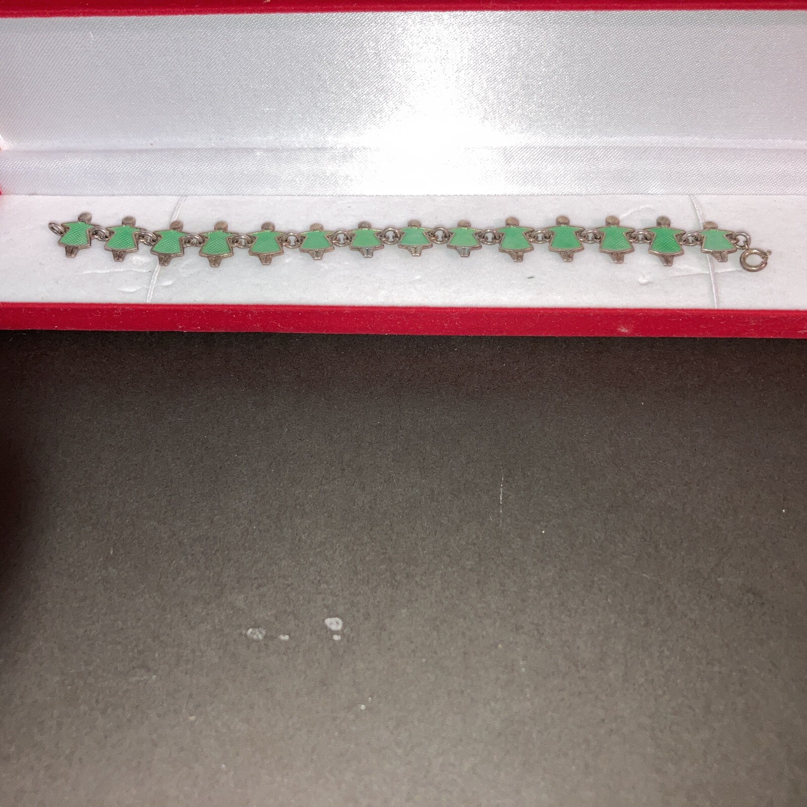 Vintage MEKA Sterling Denmark Green Enamel “Paper Dol… - Gem