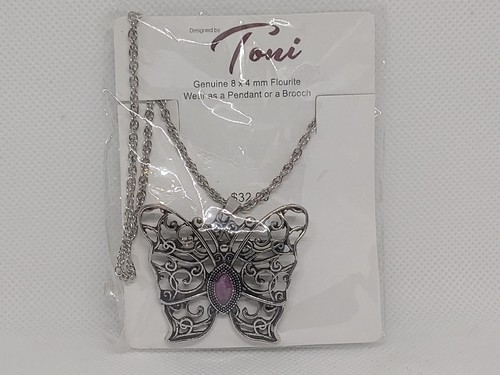 Toni Silver Fluorite Butterfly Brooch Or Pendant Necklace | eBay