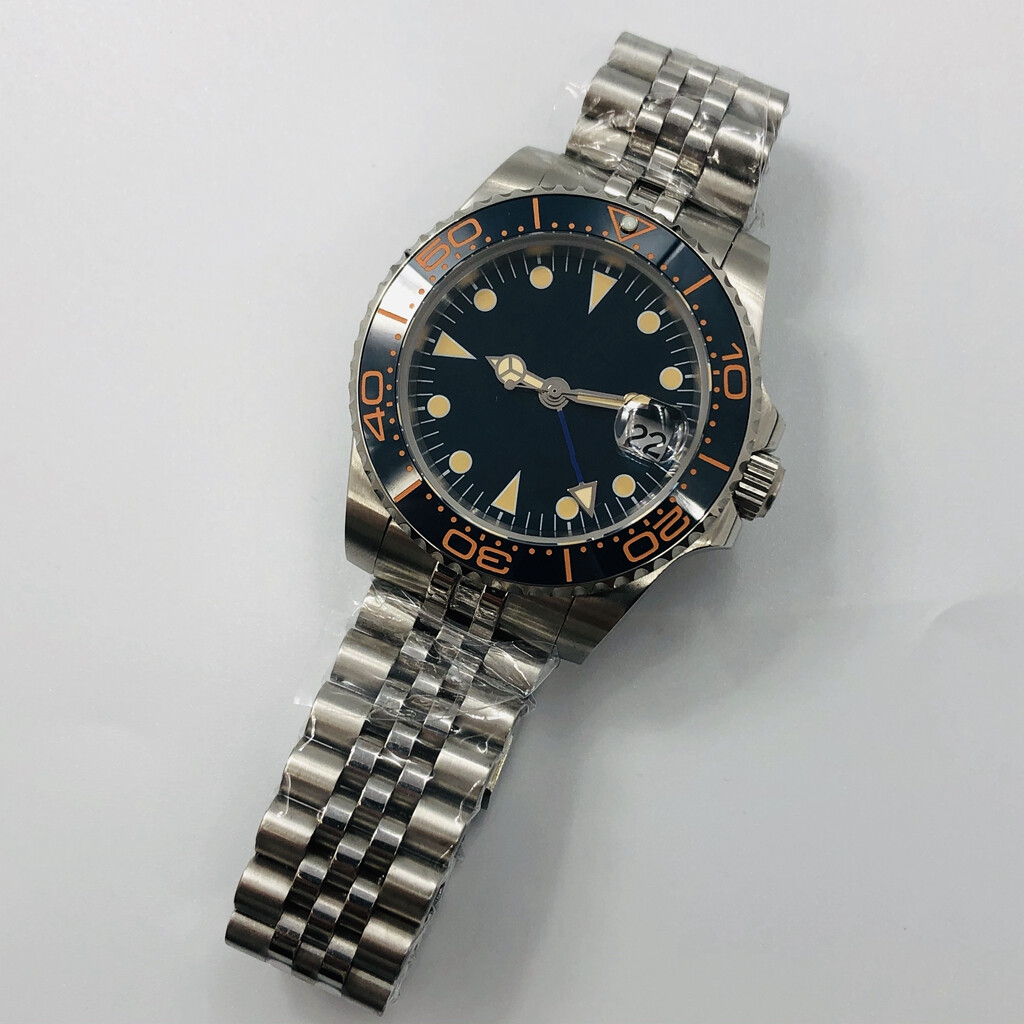 40mm sterile blue dial GMT Ceramic Bezel sapphire crystal automatic men ...