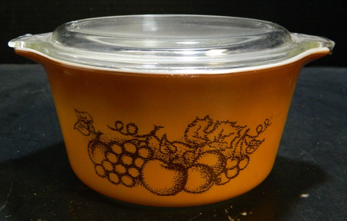 Vintage Pyrex 473 (1) Quart Orchard Fruit Covered Casserole w/ Lid ...