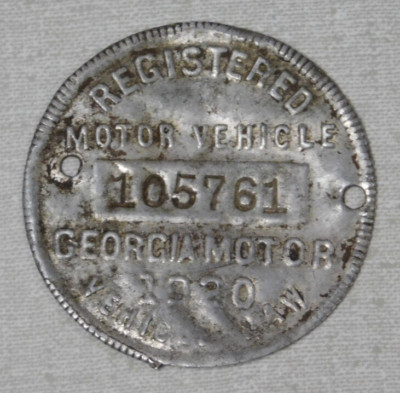 1920 Georgia passenger car license plate dash disk | eBay