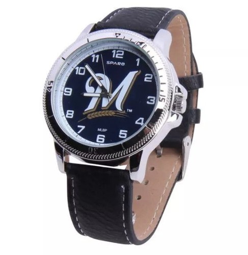 Milwaukee Brewers Sports Watch Sparo Leather Band Classic MLB Official ...