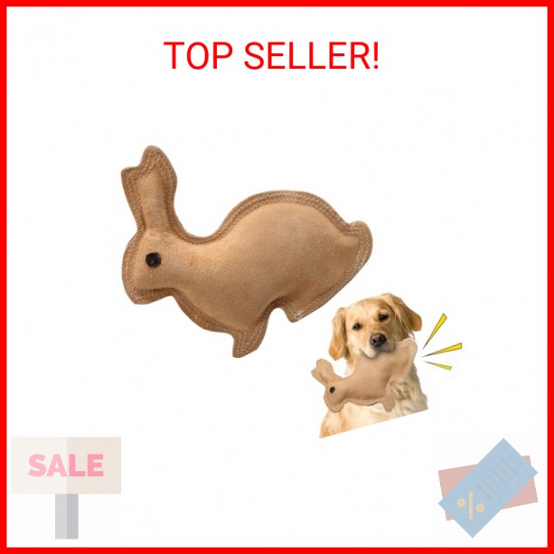 SPOT Dura-Fused Leather Rabbit Dog Toy – Real Leather & Jute, Double ...