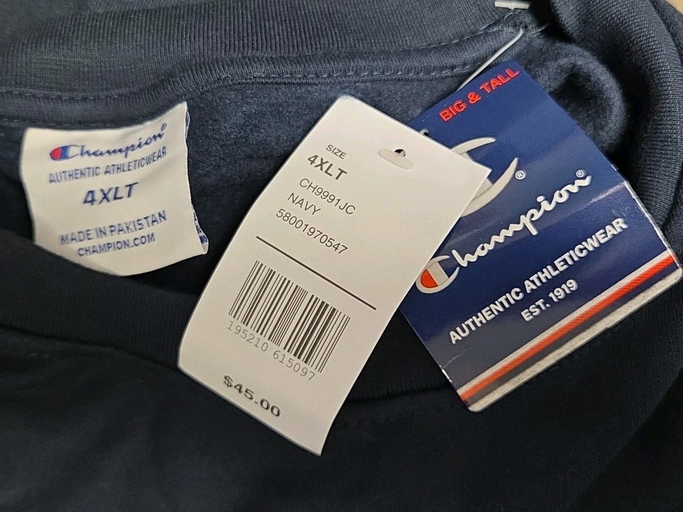 Champion Mens Big & Tall 4XLT Pullover Sweatshirt Navy Blue. New With ...