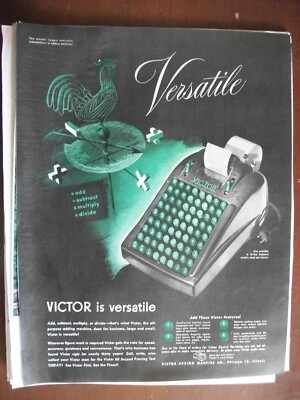 VTG 1947 Original Magazine Ad VICTOR Adding Machine Is Versatile POST ...