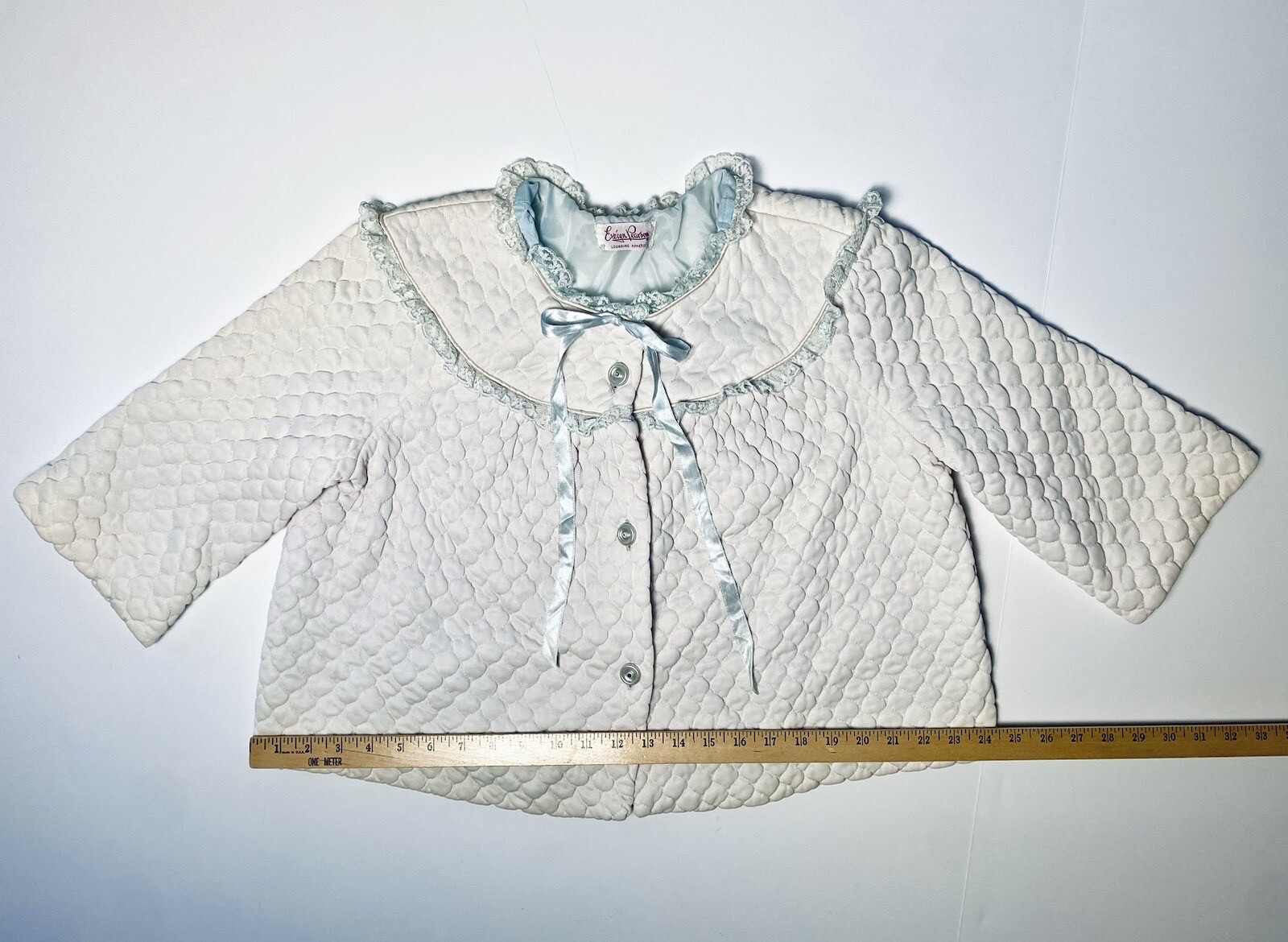Vintage Boudoir Jacket Bed Coat 1960s Quilted Blue Pinup Swing Lace ...