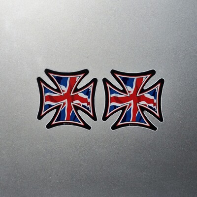 2x UK British Union Jack Flag Iron Cross Vinyl Sticker Decal For Car ...