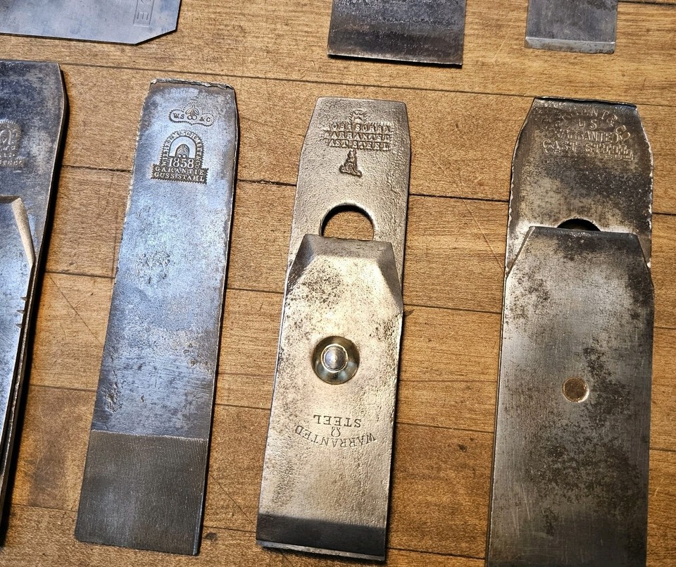 OLD Antique Woodworking Plane Ions Blades Cutters LOT • 1800s BUCK ...