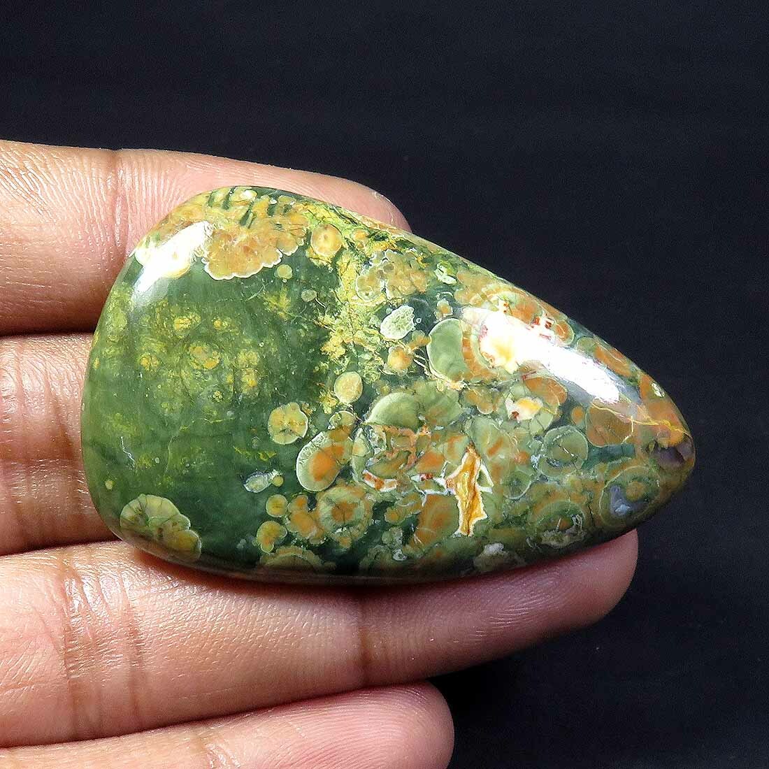 NATURAL GREEN RHYOLITE JASPER 62 Cts. FANCY SHAPE AAA+ CABOCHON ...