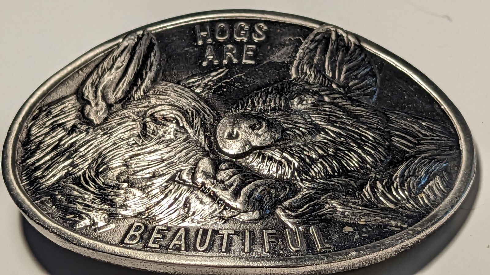 New Hogs Are Beautiful belt buckle Pigs 1975 Lewis Bu… - Gem