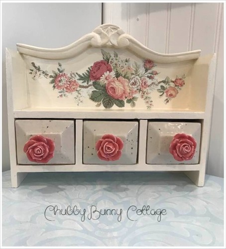 Shabby romantic cottage core Rose vine 3 drawer cabinet | eBay