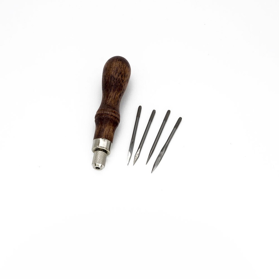 4in1 Awl(4 type) Wooden Handle Leather craft Stitching Tapered Sewing ...