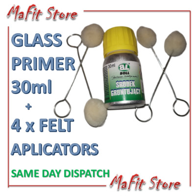WINDSCREEN GLUE GLASS MIRROR & BODY PRIMER FAST CURE 30ML WITH 4 x ...