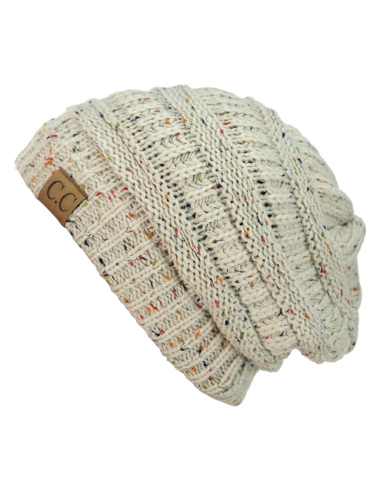 NEW! Genuine CC Beanie Colorful Confetti Soft Stretch Cable Knit Slouch ...