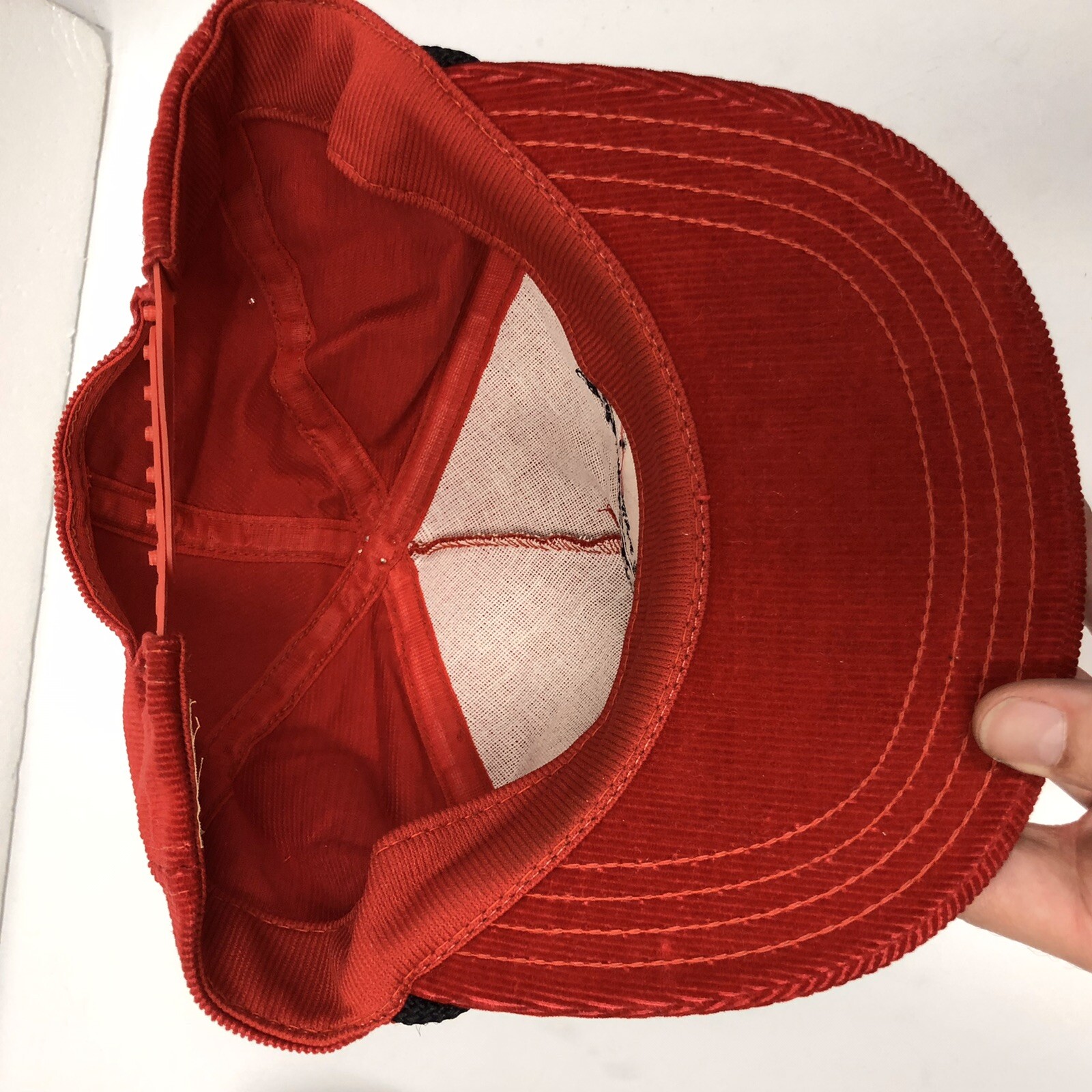 NOS Vtg Ram Action Red CORDUROY TRUCKER Hat BOEING 74… - Gem