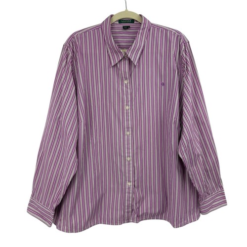 Ralph Lauren LRL Shirt 3X Purple Multicolor Striped Long Sleeve Button ...