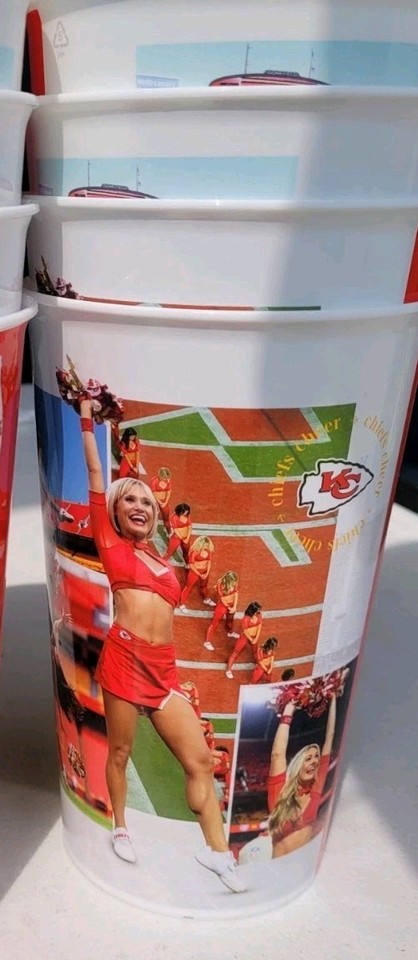 Kansas City Chiefs Cheerleader Cup Set Of 8 Cups Plastic Large Stadium ...