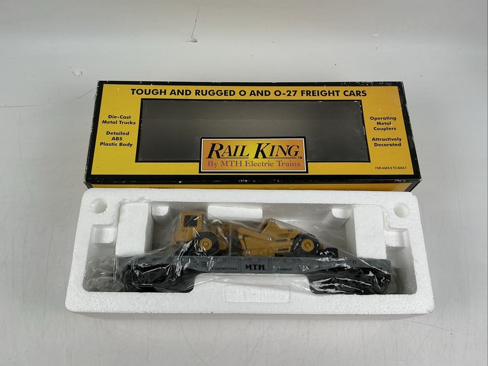 MTH Rail King O Gauge 30-7616 MTH Construction Flatcar ERTL Earth Mover ...