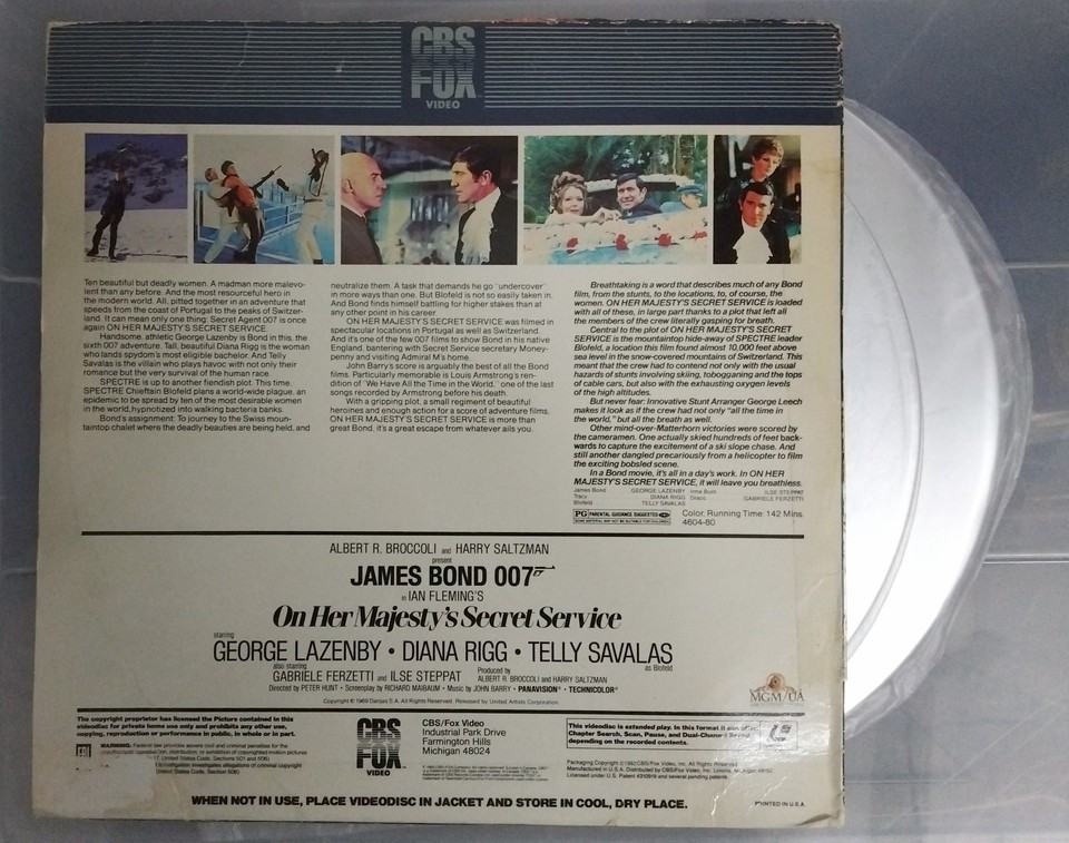 James bond 007 On her majesty's secret service - Laserdisc Extended ...