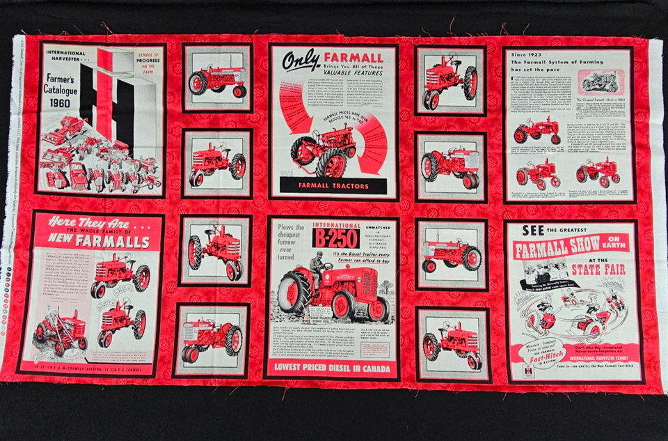 Farmall Tractor Fabric Panel Show Signs 24" x 44" Quilt Shop Quality ...