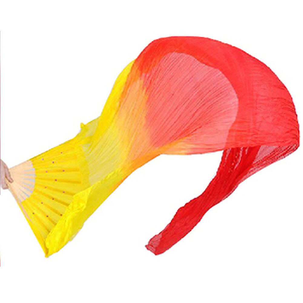 Dancing Props Fan Colorful Belly Dance Bamboo Long Silk Fans Veils ...