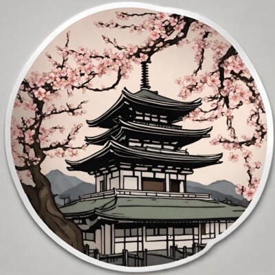 Japanese Temple Sticker 3x3” | eBay