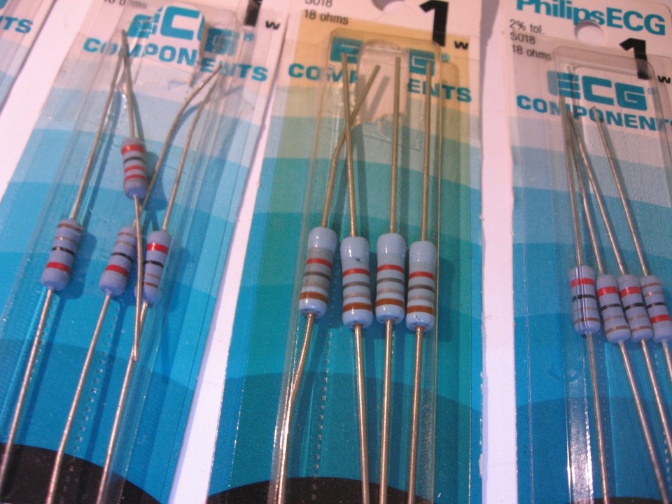 ECG S018 Metal Film 18 Ohm 2% 1W Flameproof Resistor 18R - NOS Qty 20 ...