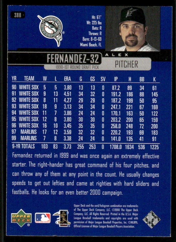 2000 Upper Deck Gold Reserve #211 Alex Fernandez | eBay