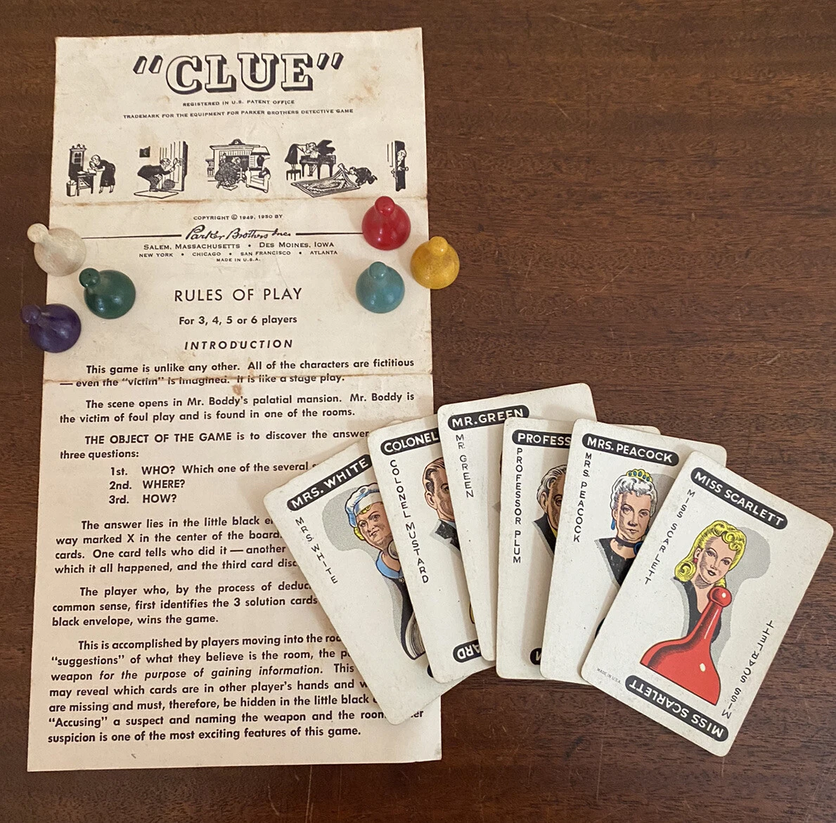 Clue Game Replacement Cards