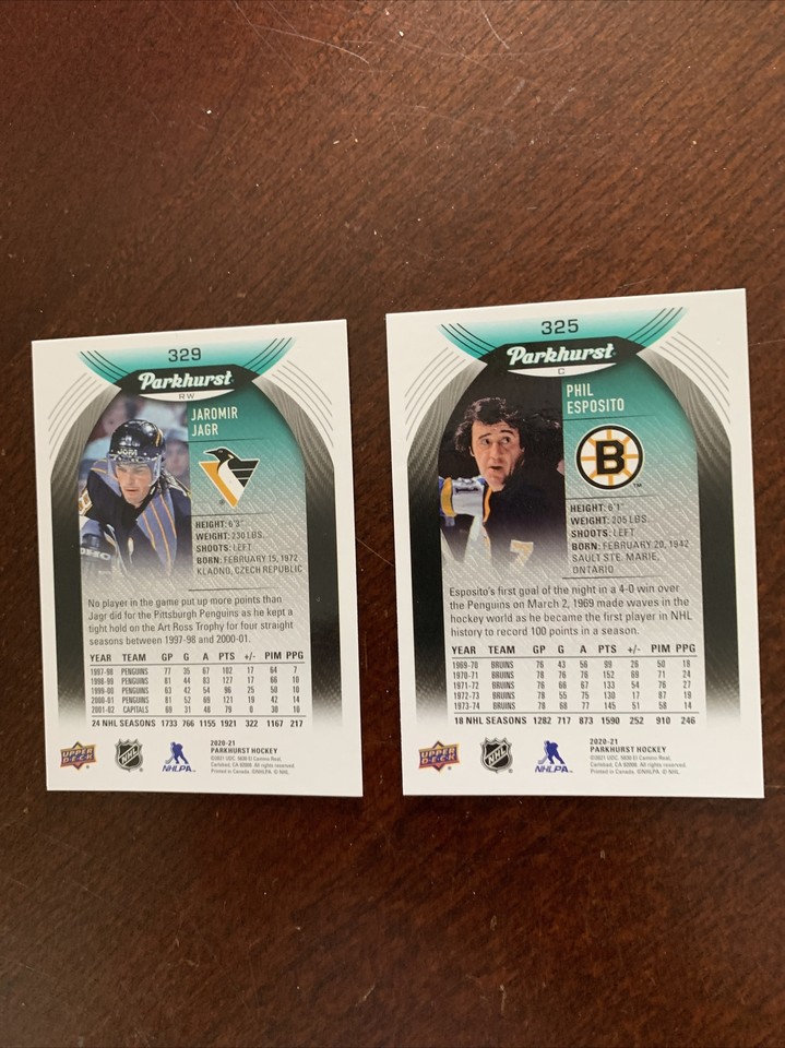 JAROMIR JAGR & Phil Esposito 2020-21 PARKHURST LEGENDS SP CARD #329 ...